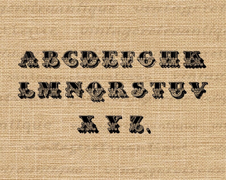 Western Style Alphabet Graphic Digital Printable Letters Collage Sheet ...