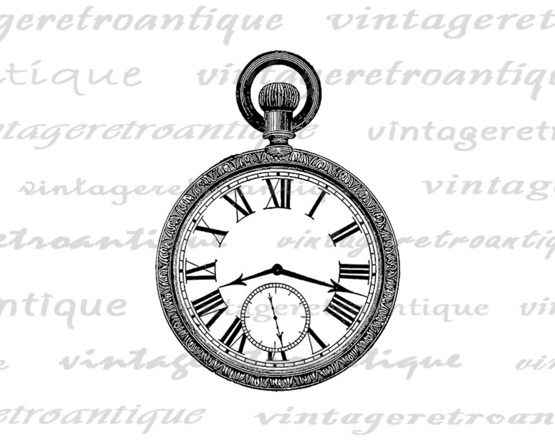 Printable Pocket Watch Digital Image Pocketwatch Graphic - Etsy