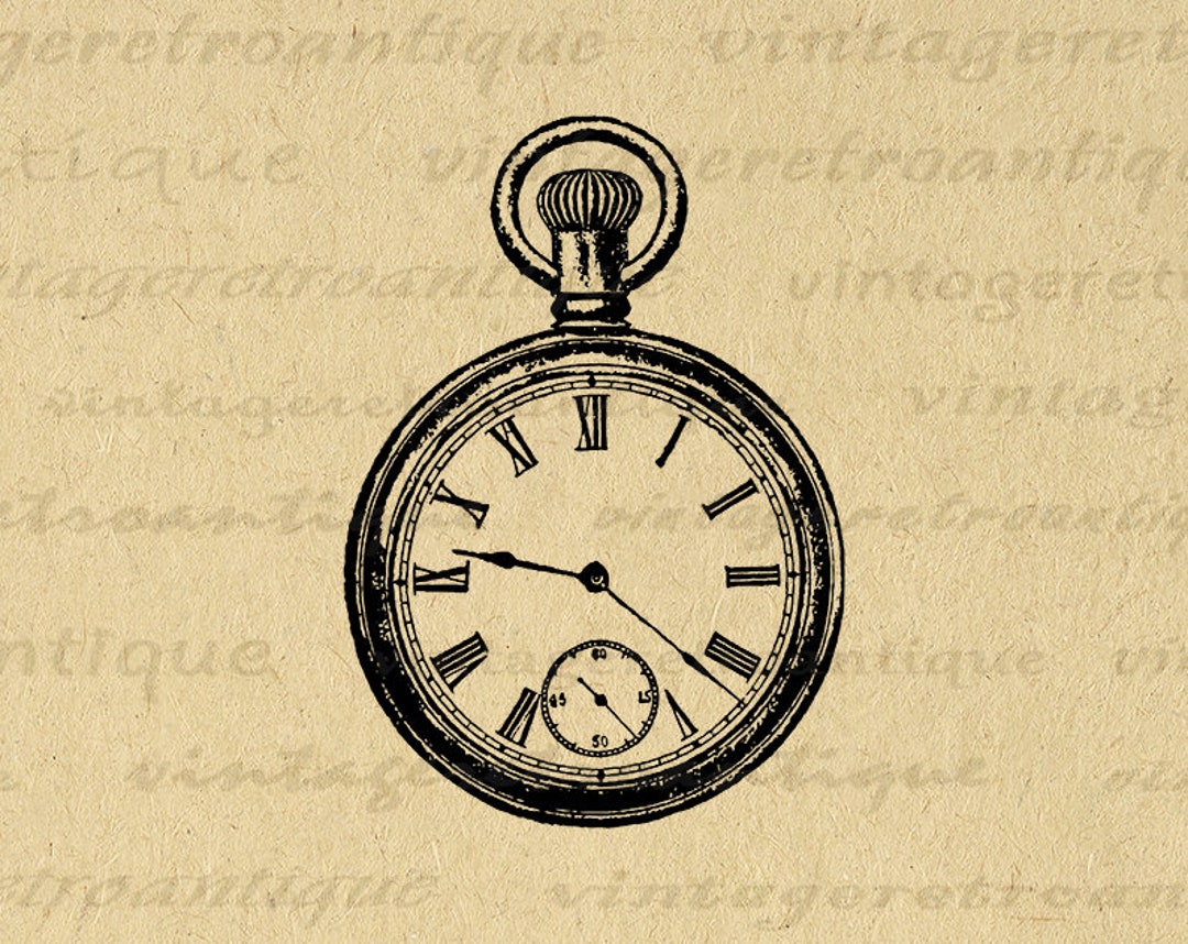 Classic Antique Pocket Watch Digital Image Download Printable Graphic ...