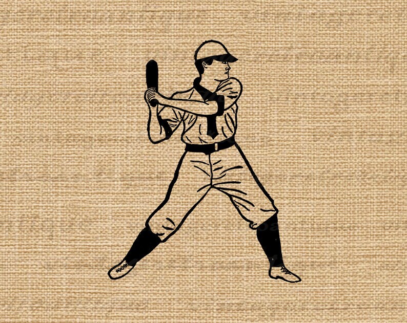 Printable Graphic Baseball Player Digital Baseball Image Sports ...