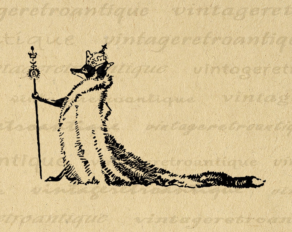 Digital Image Fox King Graphic Antique Illustration Download - Etsy