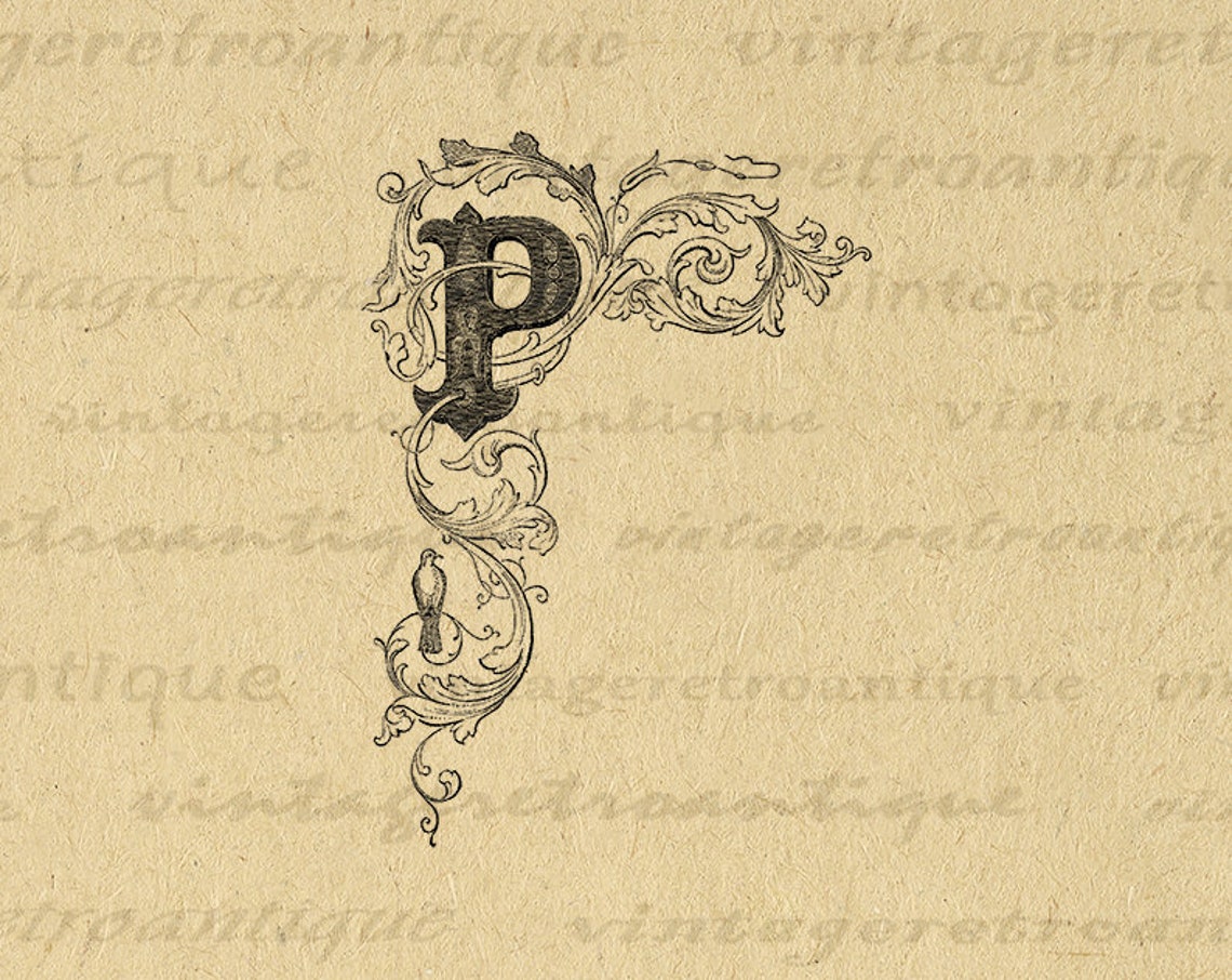 Elegant Letter P Digital Graphic Image Floral Design - Etsy