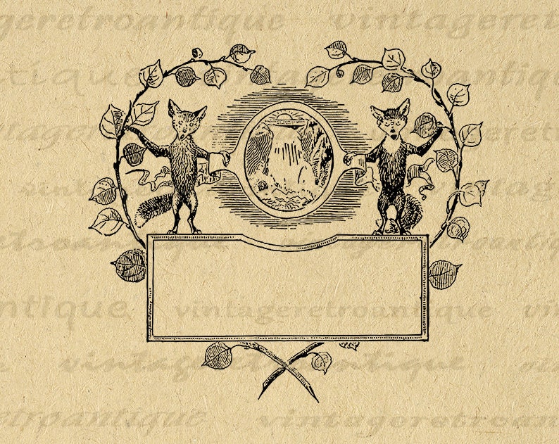 Digital Fox Banner Graphic Image Ornament Printable Blank - Etsy