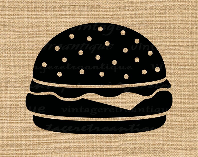 Printable Hamburger Digital Image Cheeseburger Graphic Instant Download ...