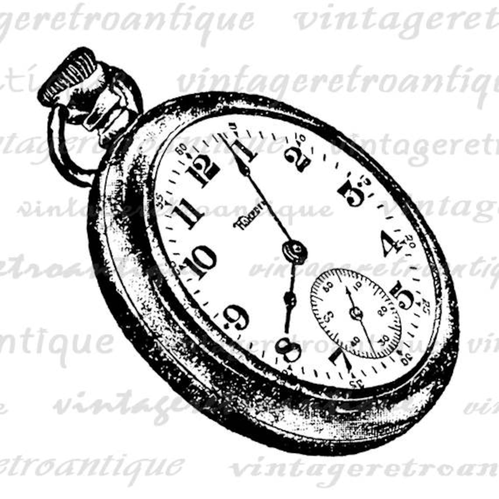 Vintage Pocket Watch Digital Image Download Printable Pocketwatch ...