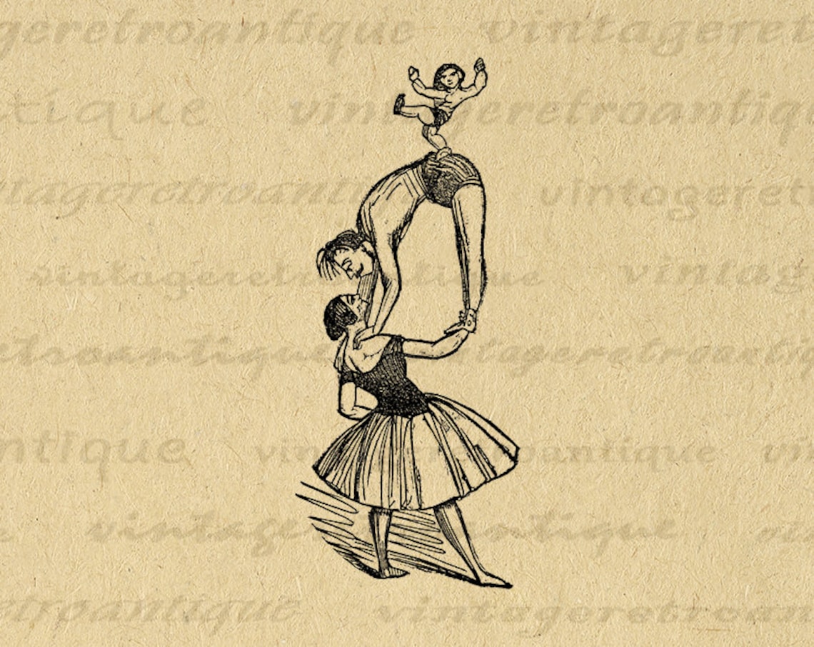 Digital Printable Circus Acrobats Graphic Image Artwork - Etsy