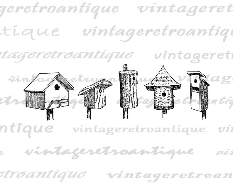 Printable Bird House Image Digital Collage Sheet Art Download - Etsy