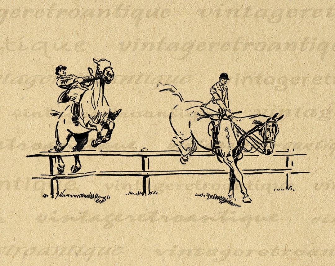Printable Leaping Horses Graphic Download Equestrian Horse Riding ...