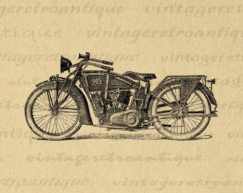 Digital Classic Motorcycle Graphic Image Illustration Download ...
