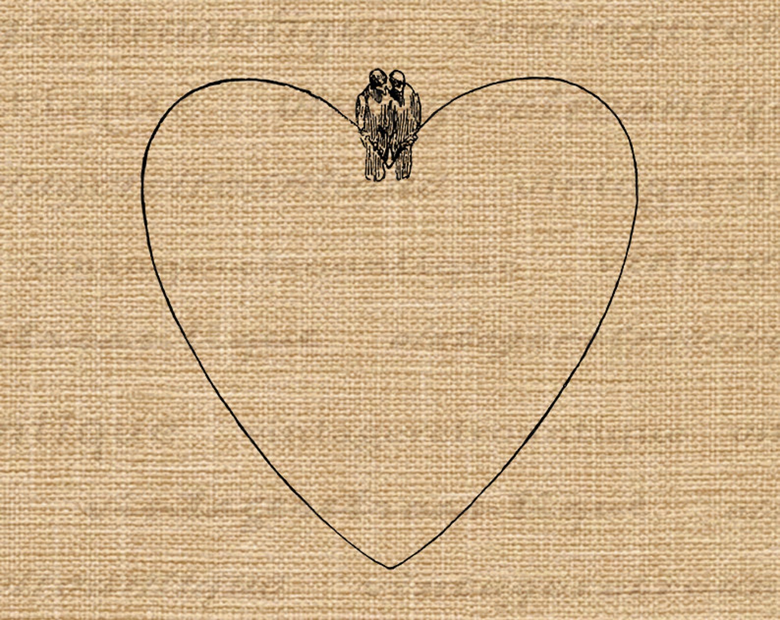 Two Birds on Heart Printable Image Romance Artwork Love | Etsy