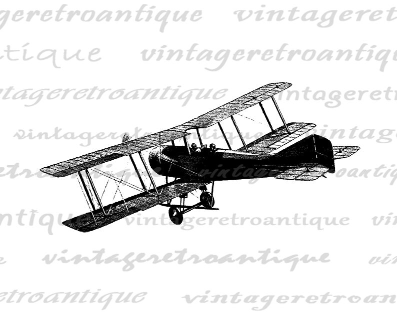 Digital Image Antique Airplane Graphic Biplane Download - Etsy