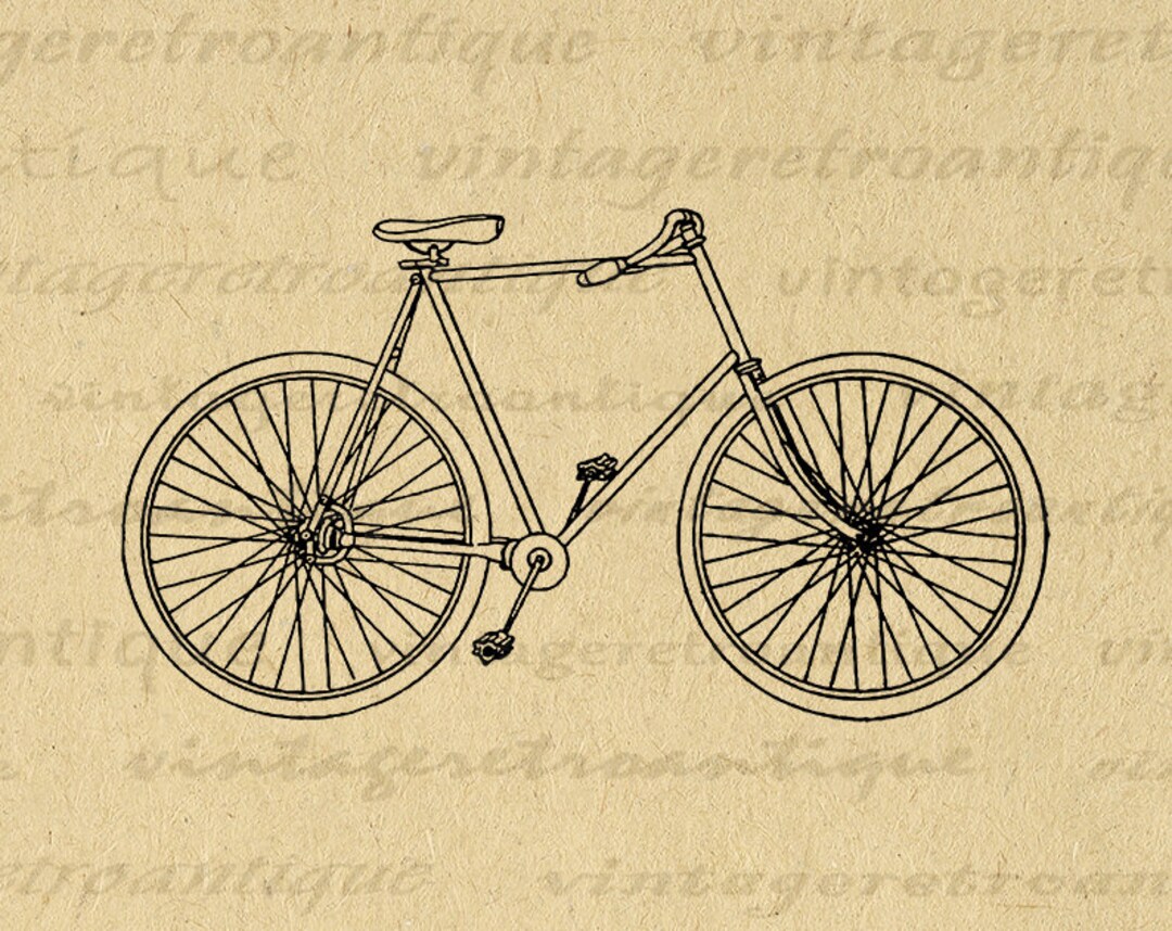 Vintage Bicycle Digital Image Graphic Antique Bike Artwork Download ...