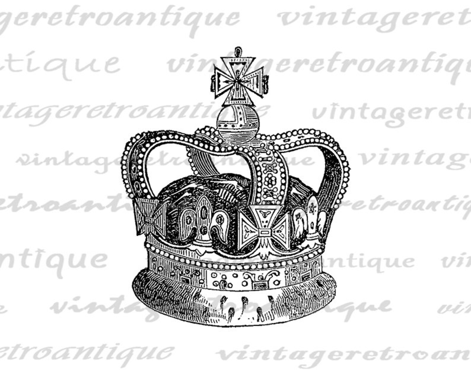 Digital Image Royal Crown Graphic Deluxe Kings Crown Printable | Etsy
