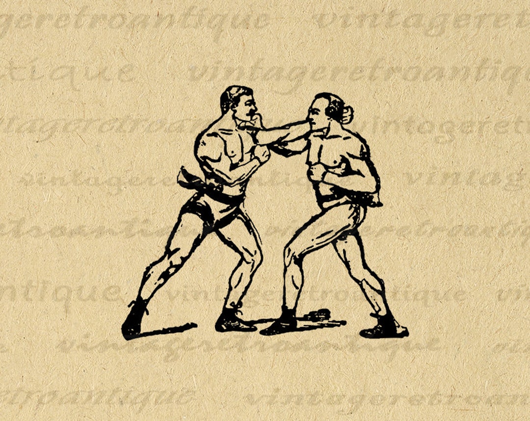 Printable Boxers Image Antique Artwork Download Boxing Graphic Digital ...