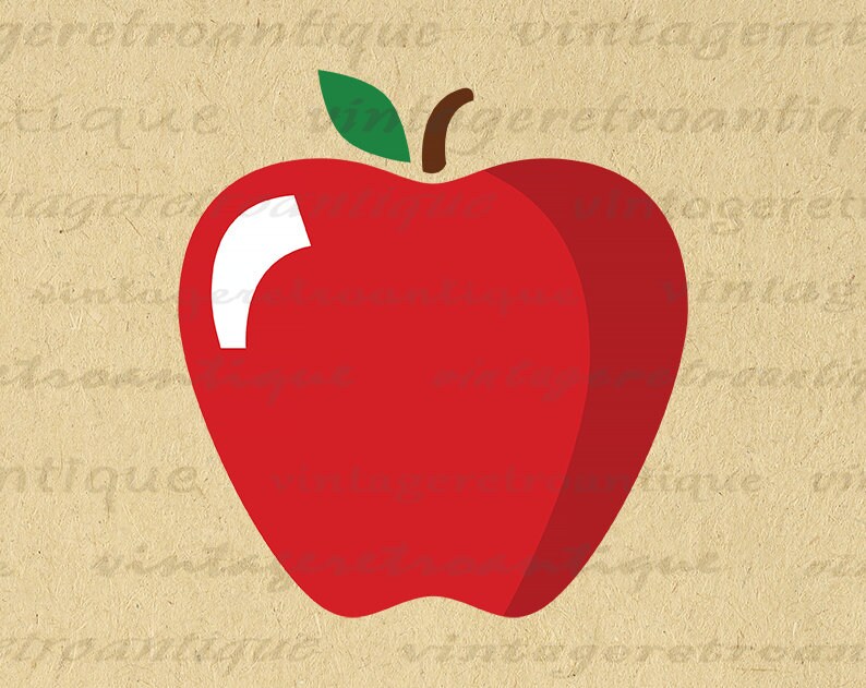 Digital Printable Red Apple Illustration Image Graphic Artwork Fruit ...