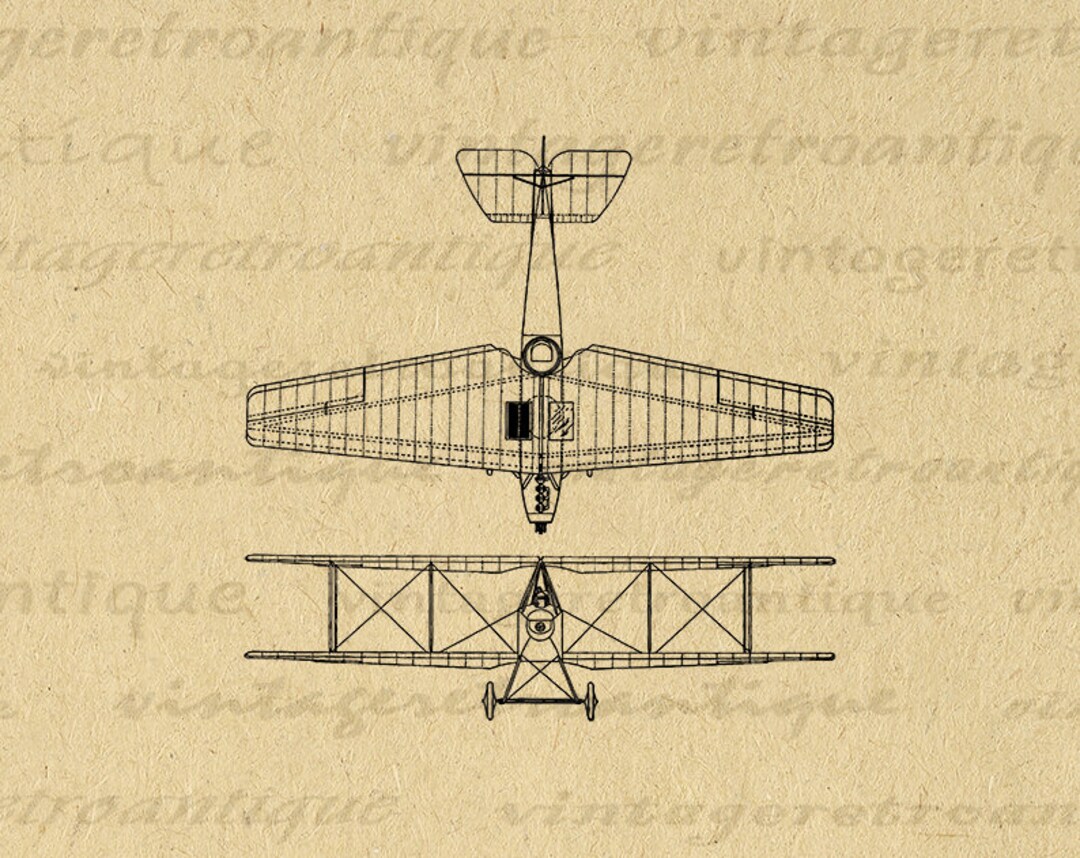 Printable Airplane Diagram Biplane Antique Airplane Digital Image ...