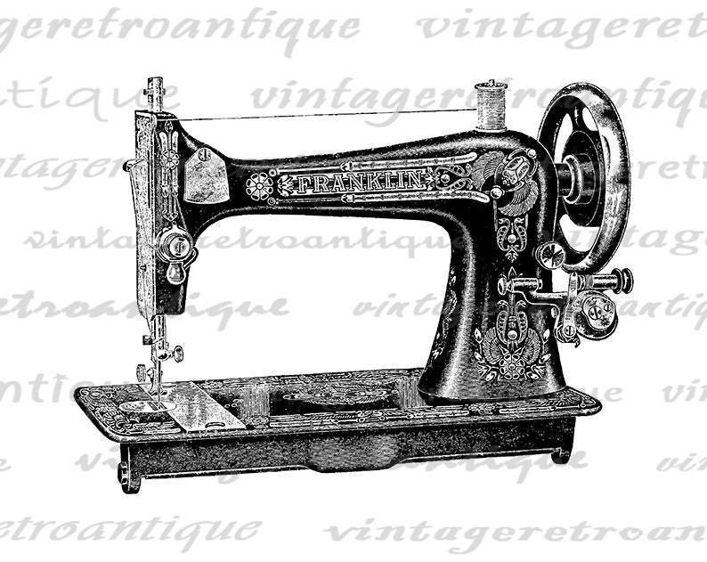 Printable Sewing Machine Digital Image Illustrated Art Download Graphic ...