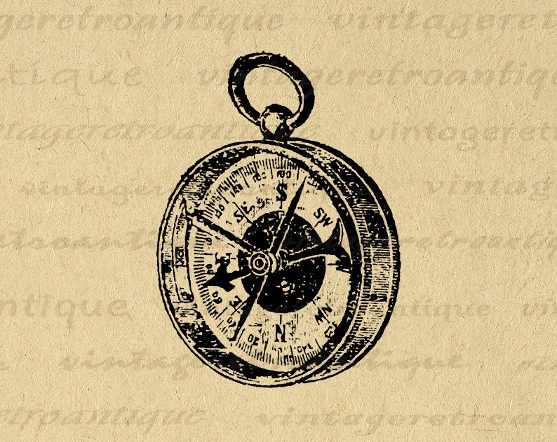 Antique Compass Printable Image Digital Compass Graphic - Etsy