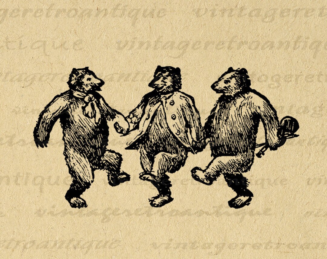Three Bears Printable Bear Digital Image Music Violin Graphic ...