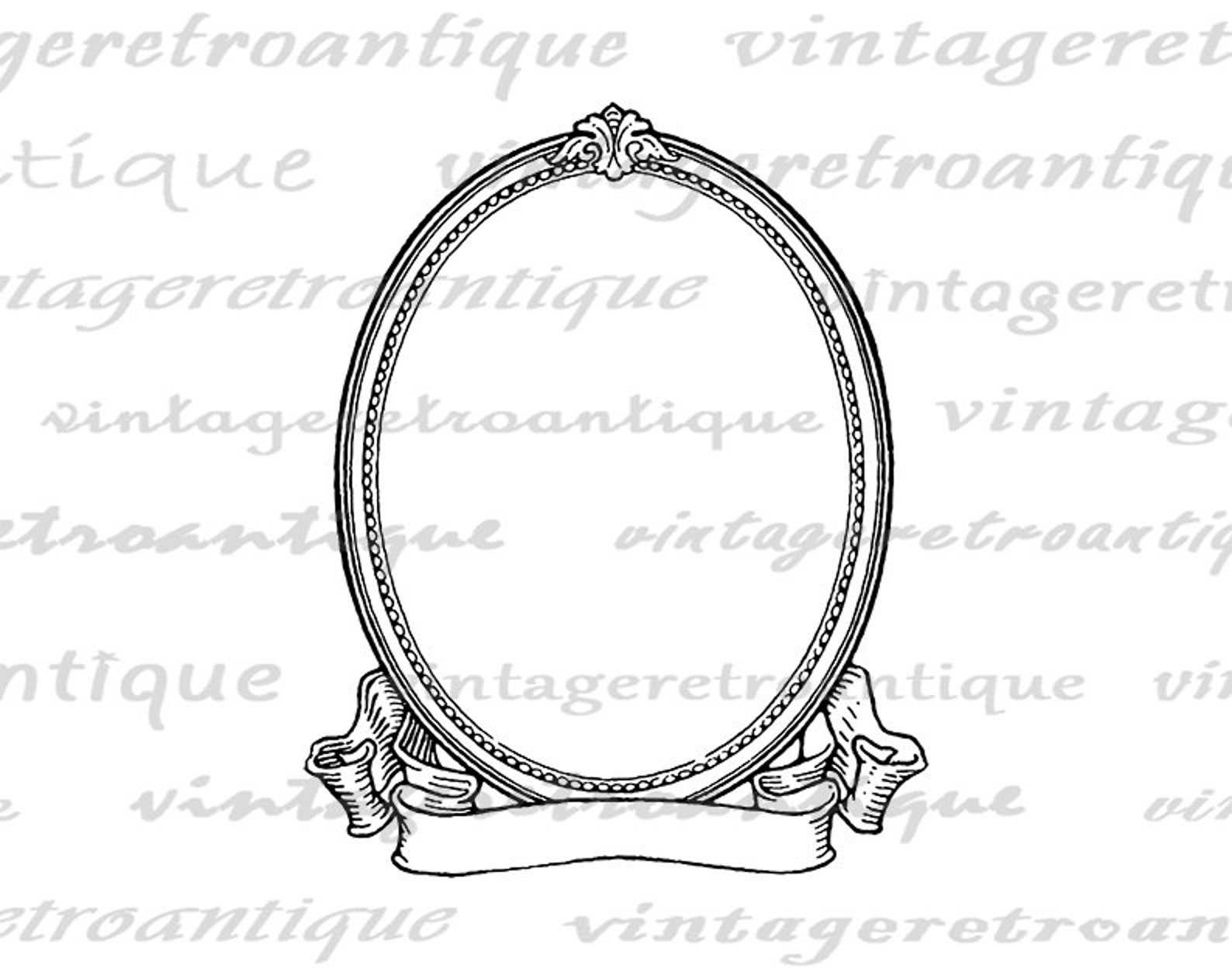 Printable Elegant Oval Frame and Scroll Banner Digital Image | Etsy