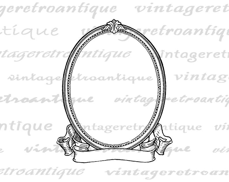 Printable Elegant Oval Frame and Scroll Banner Digital Image - Etsy