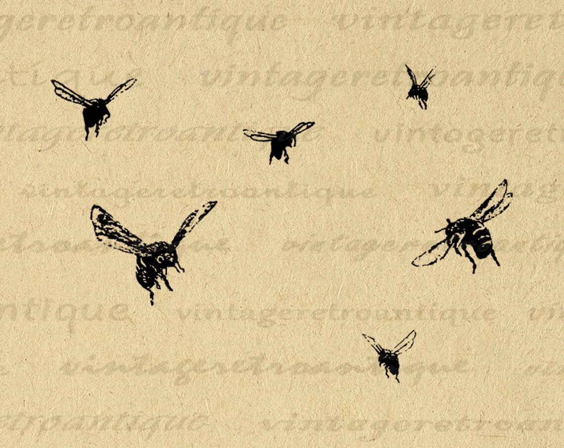 Digital Graphic Flying Bees Printable Bee Collage Sheet - Etsy