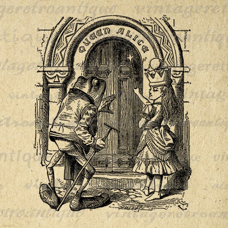 Alice in Wonderland Alice and the Frog Printable Graphic Digital Image ...