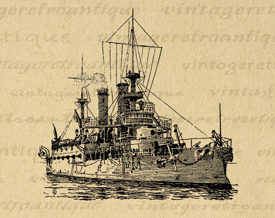 Battleship Digital Printable Download Ship Boat Graphic Image | Etsy