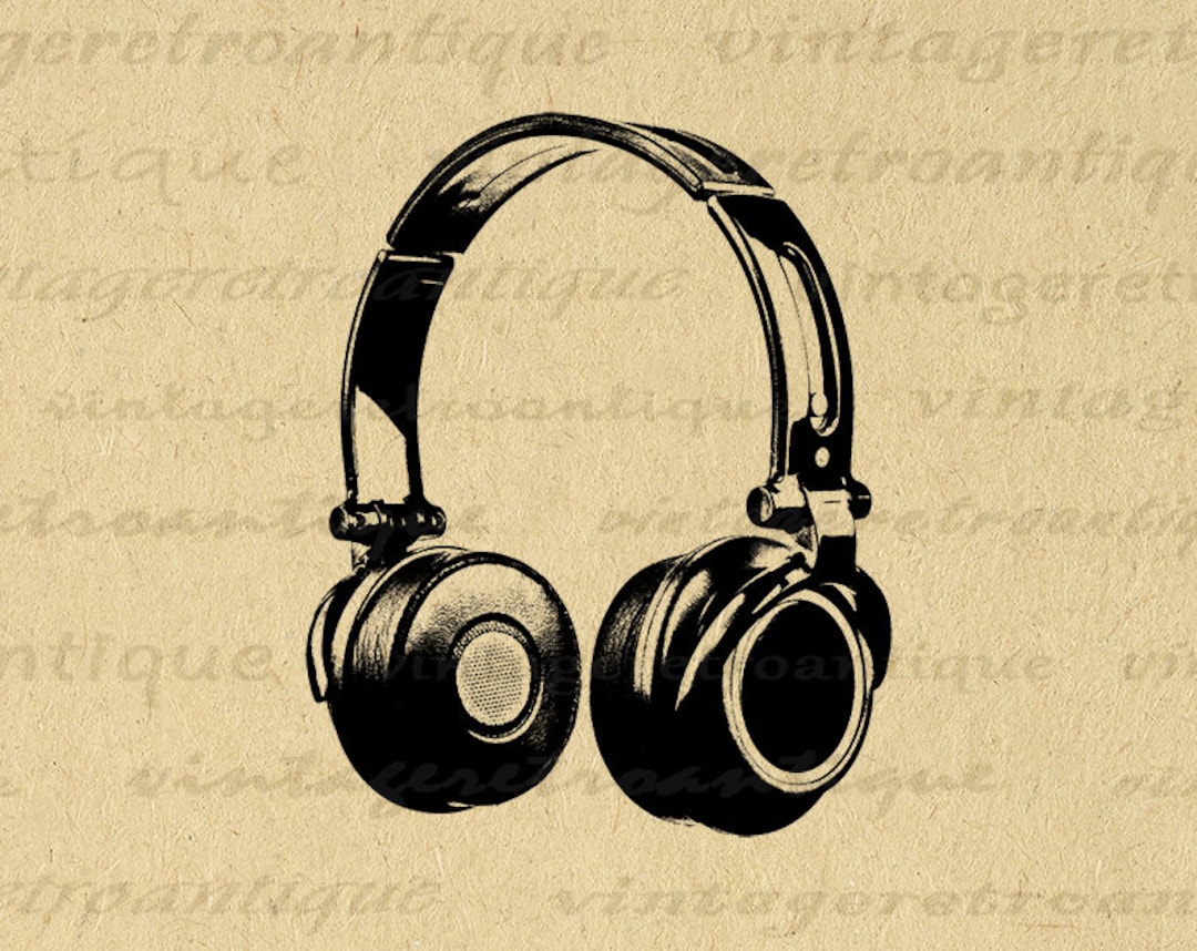 Headphones Printable Digital Download Music Headphones Illustration ...