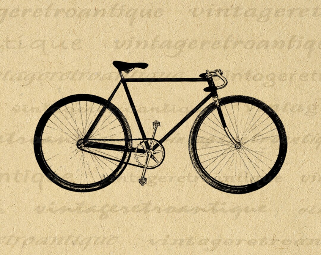 Digital Printable Antique Bike Graphic Vintage Bicycle Illustration ...