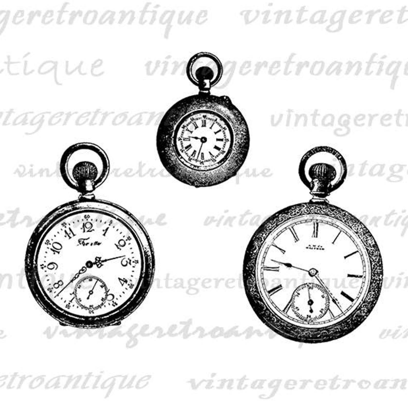 Printable Image Antique Pocket Watches Graphic Pocketwatch Clock ...