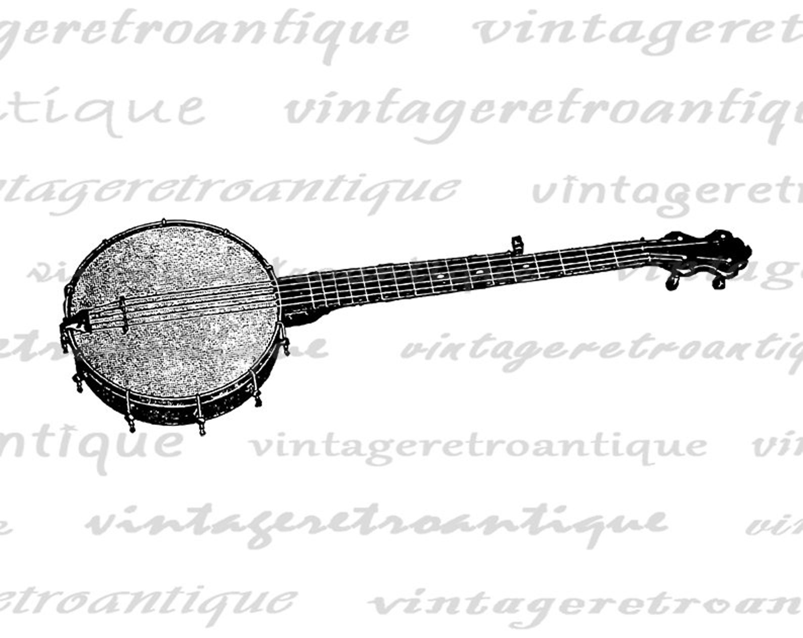 Digital Printable Banjo Image Antique Illustration Graphic Download ...