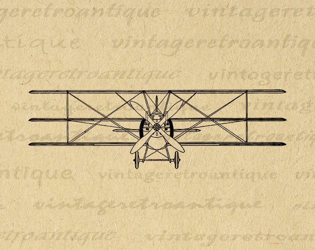 Printable Antique Triplane Airplane Image Download Illustration Digital ...