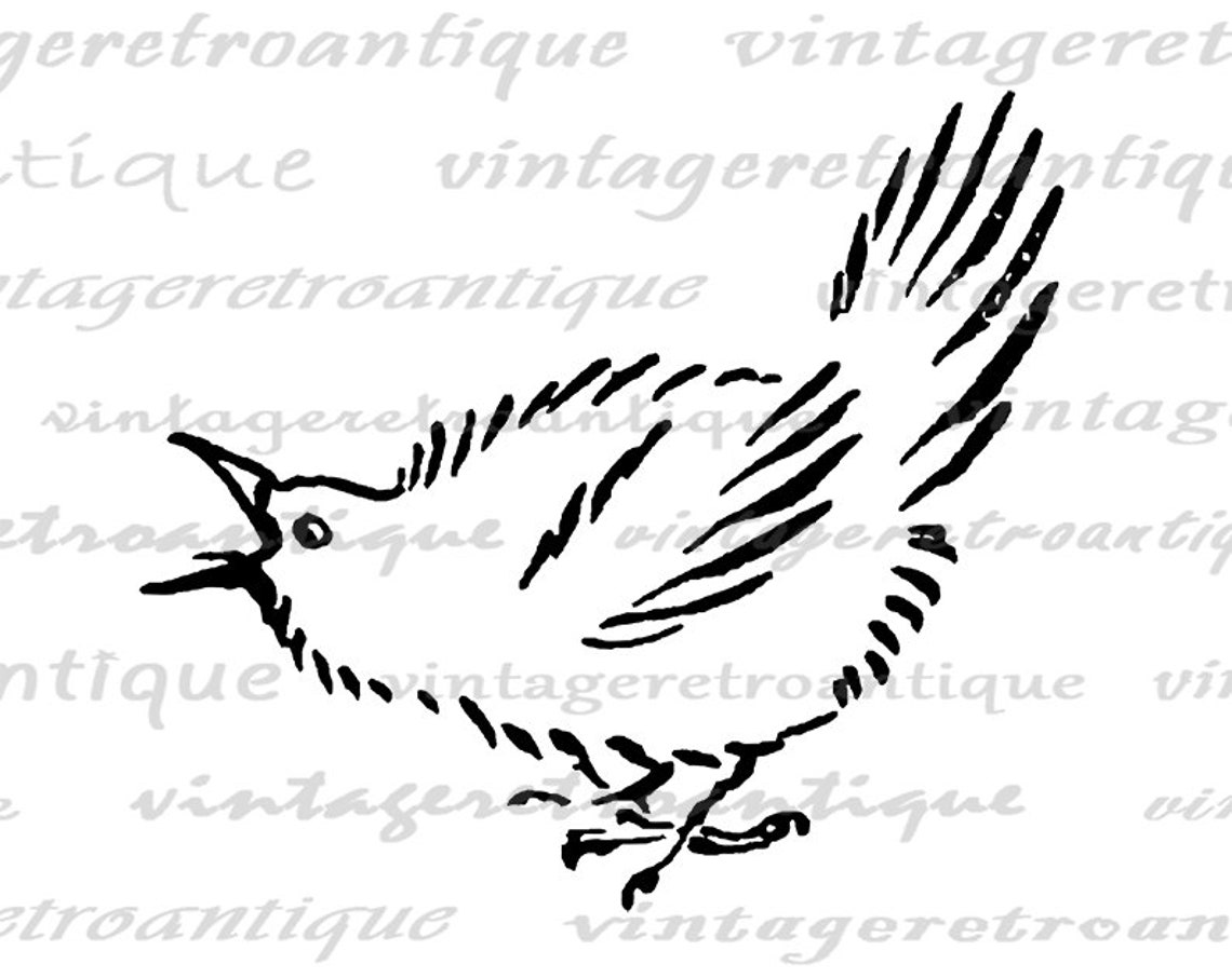 Printable Little Bird Digital Image Cute Bird Graphic Instant | Etsy