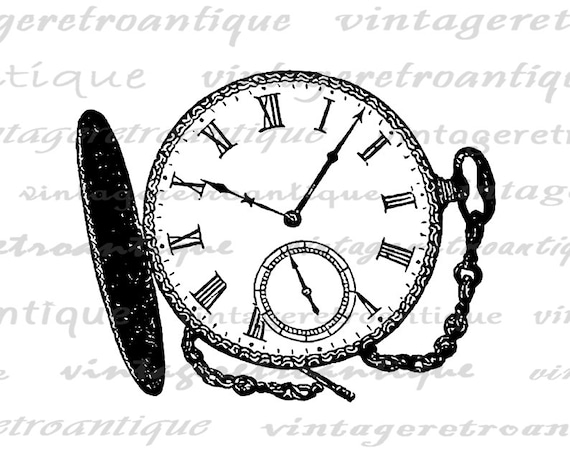 Antique Pocket Watch Drawing