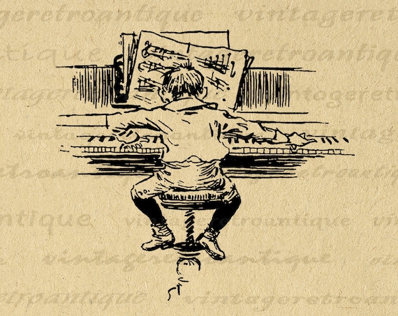 Boy Playing Piano Printable Digital Image Download Music - Etsy