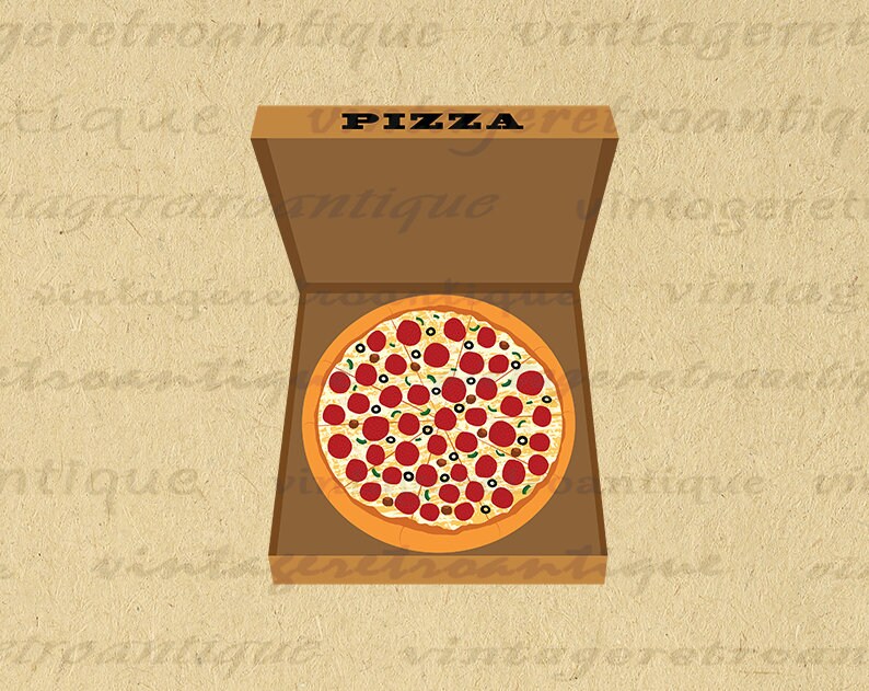 Pizza Illustration Digital Graphic Printable Pizza Image Download Color ...