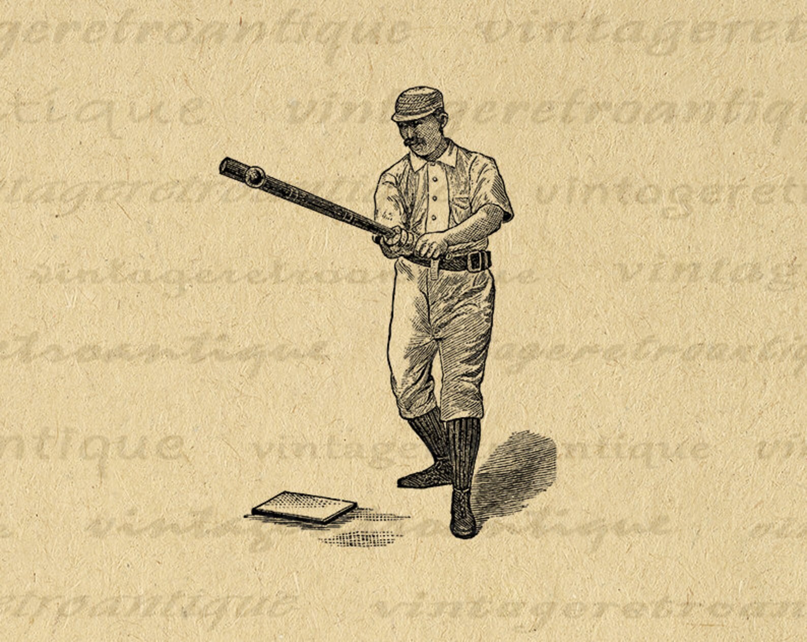 Old Fashioned Baseball Player Digital Image Printable Baseball Download ...
