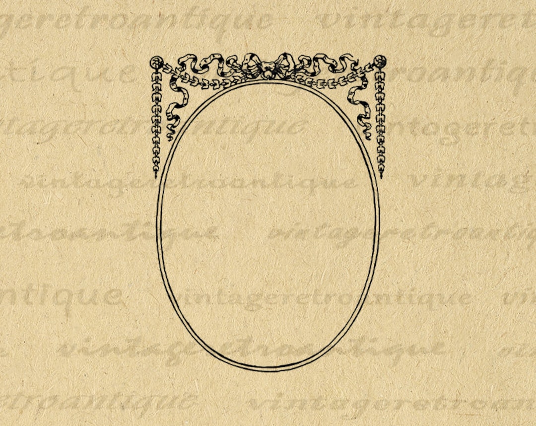 Digital Printable Oval Frame Ornament Ribbon Image Graphic Download ...