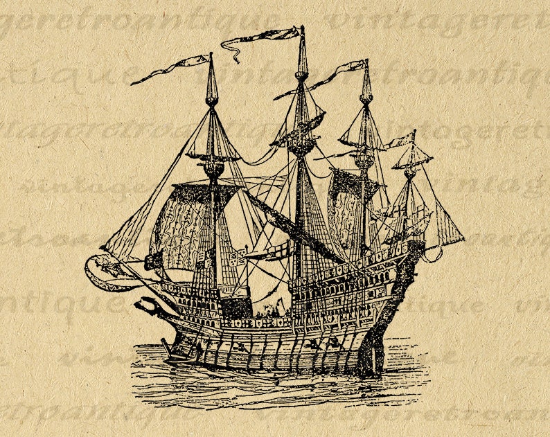 Printable Ship Image Graphic Antique Boat Download Digital Ocean ...