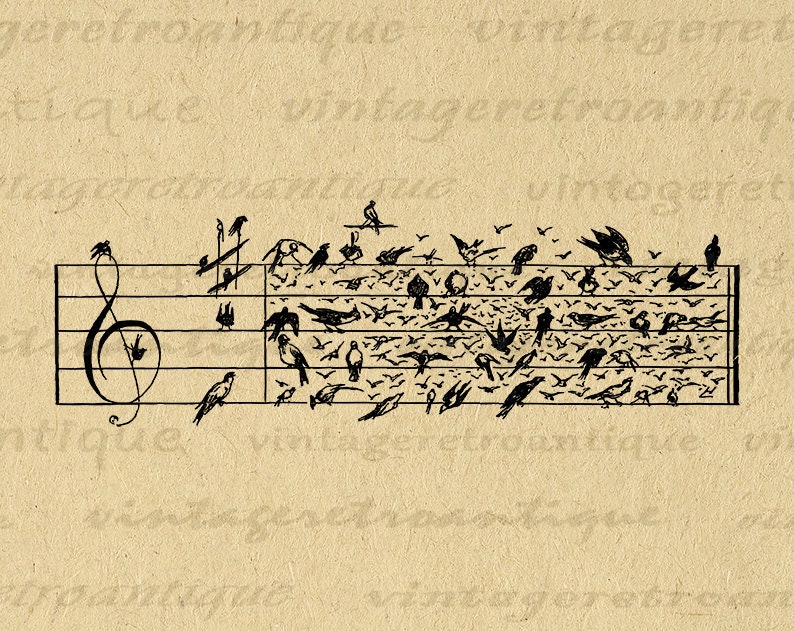 Birds Music Notes Printable Image Graphic Musical Notation Sheet Music ...
