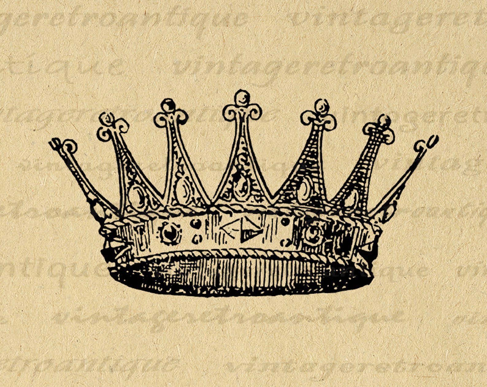 Printable Image Crown Graphic Digital Download Artwork Vintage Crown ...