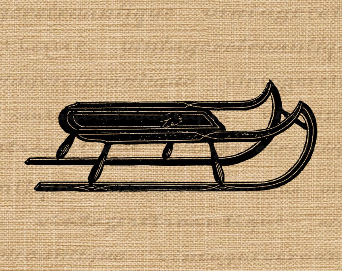 Printable Digital Antique Sled Image Winter Snow Download | Etsy