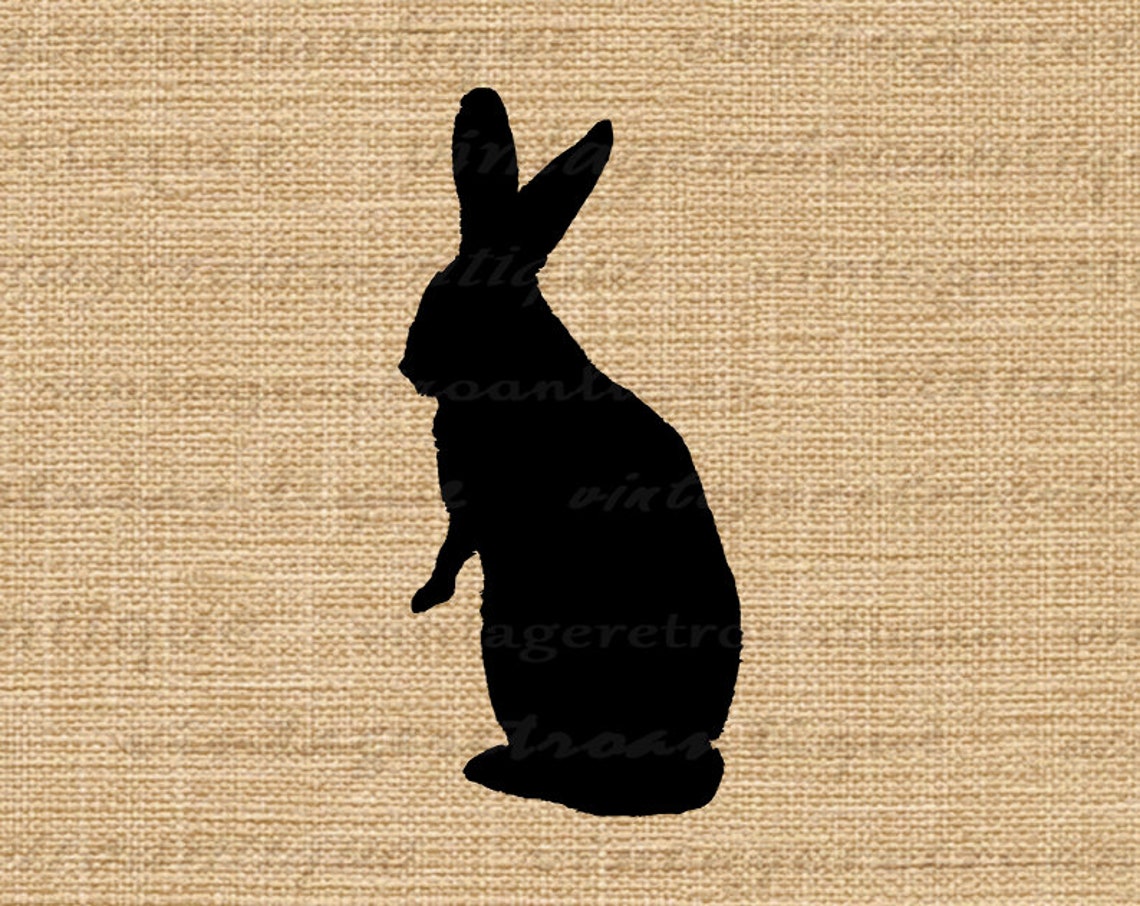Rabbit Silhouette Digital Printable Graphic Bunny Shape - Etsy