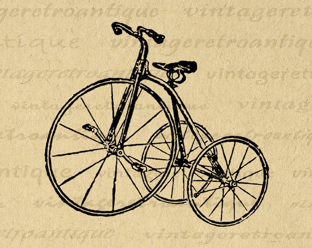 Antique Tricycle Bike Graphic Image Download Bicycle Digital Tricycle ...