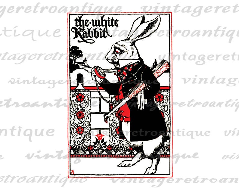 The White Rabbit Alice in Wonderland Printable Color Illustration ...