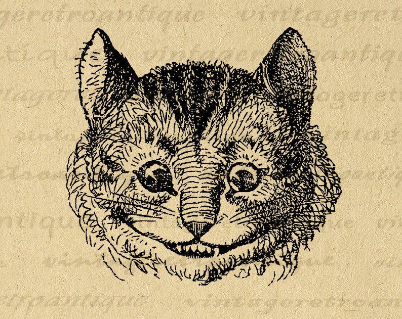 Printable Alice in Wonderland Cheshire Cat Digital Image Graphic ...