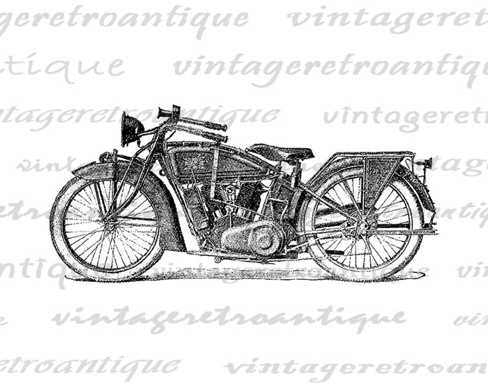 Digital Classic Motorcycle Graphic Image Illustration Download ...