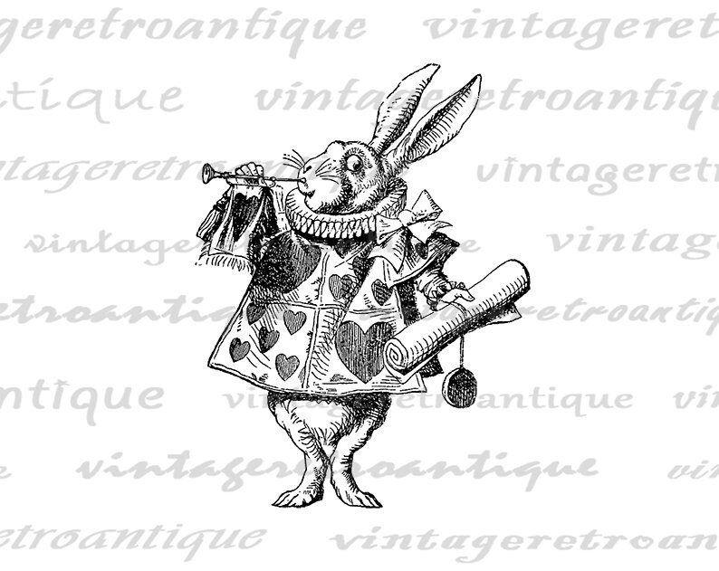 Printable Herald White Rabbit Graphic Download Alice in | Etsy