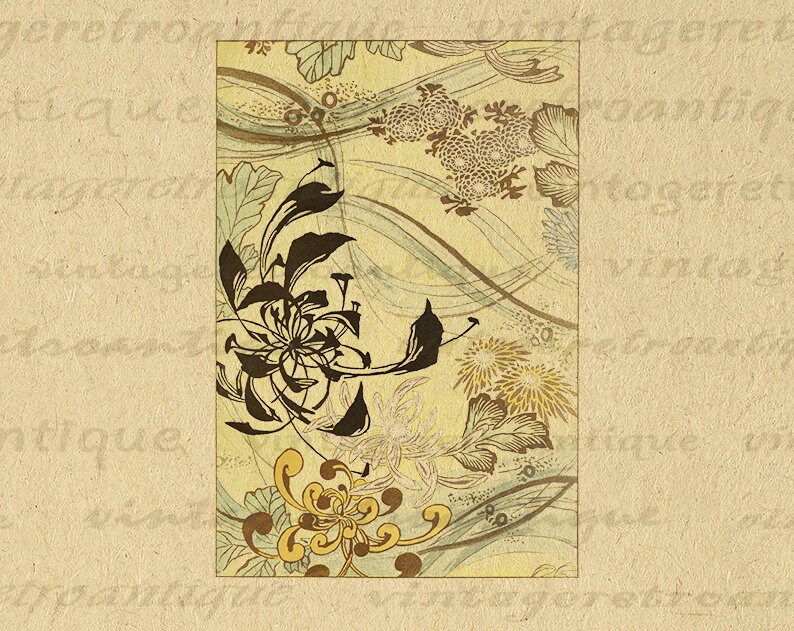 Japanese Flower Design Printable Digital Graphic Image Color - Etsy